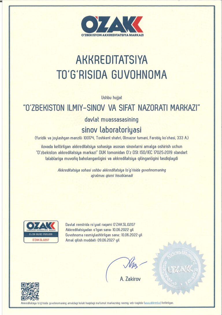 Food Testing Laboratory - uztest.uz